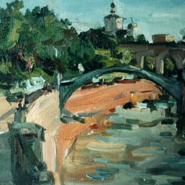 Картина «Станция в Гороховце» Холст на подрамнике, Масло 1993 г.